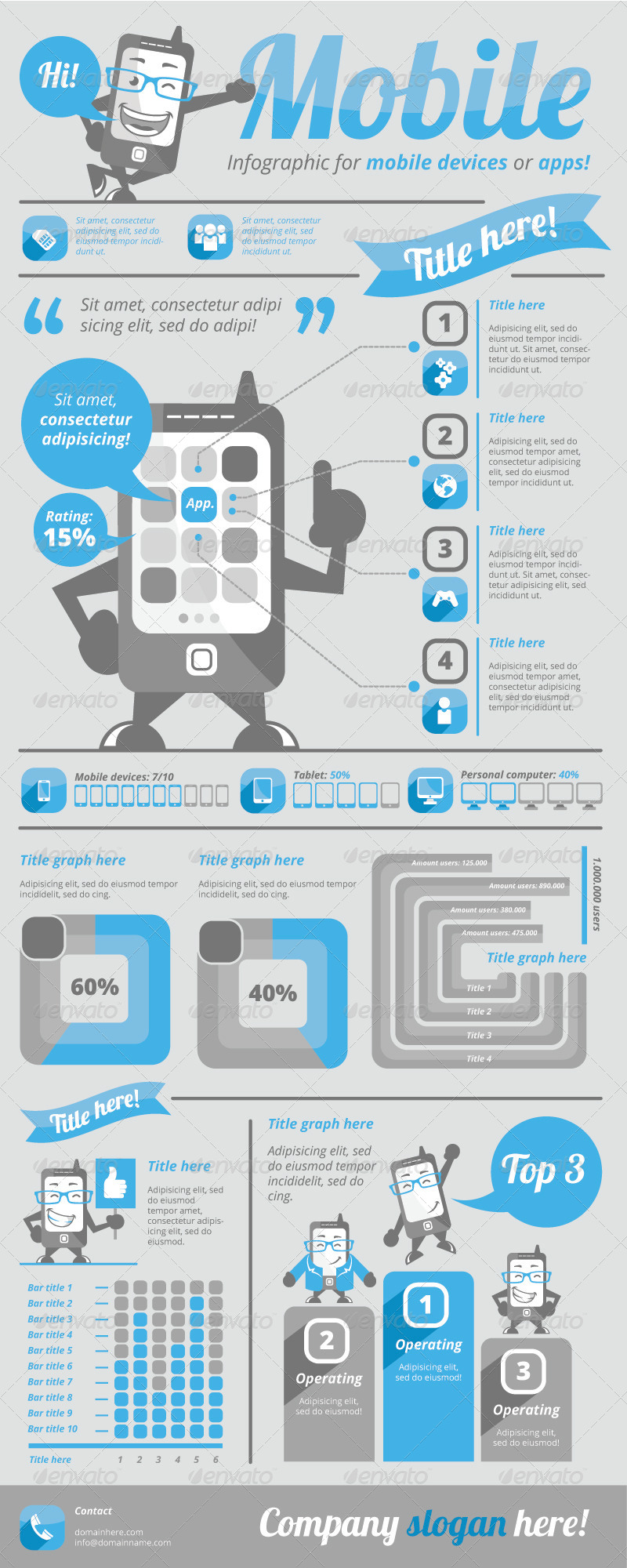 Mobile Infographic Template, Infographics | GraphicRiver